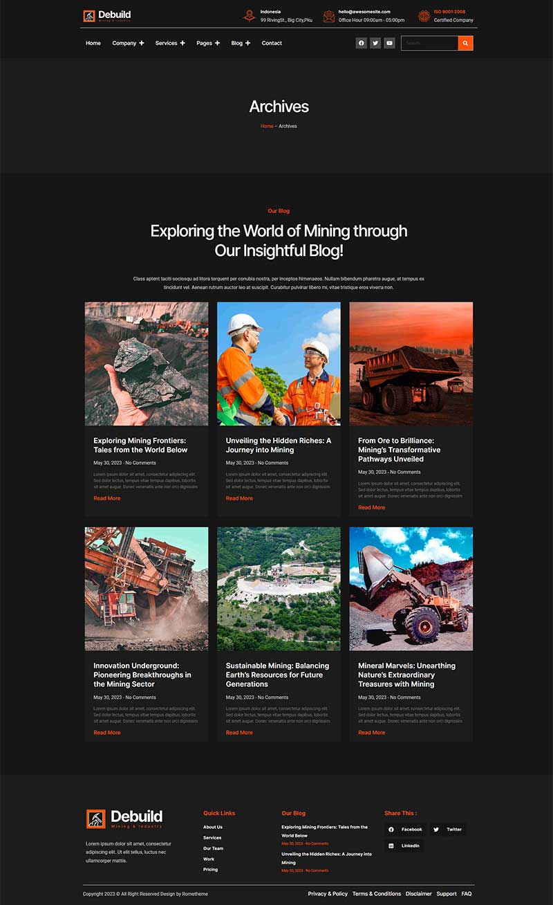Debuild - Mining & Industry Elementor Pro Template Kit by Rometheme